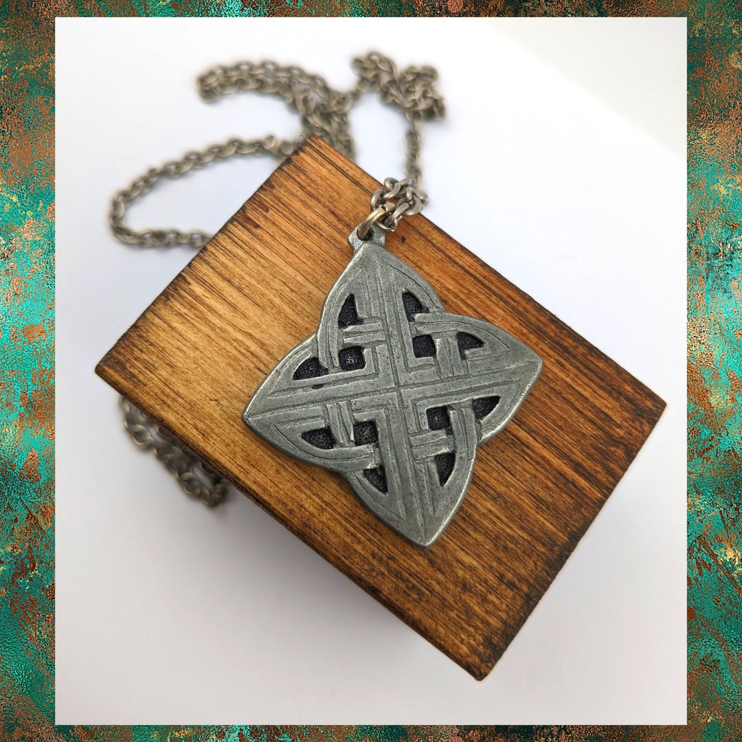 Vintage Pewter Celtic Knot Pendant, Celtic Necklace, Pewter Jewellery ...