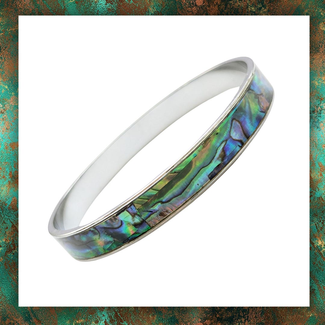 Vintage Abalone Shell Stacking Bangle, Genuine Paua Shell Bangle - Etsy