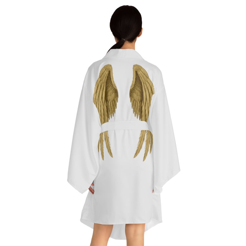 Golden Angel Wings White Long Sleeve Kimono Robe - Etsy