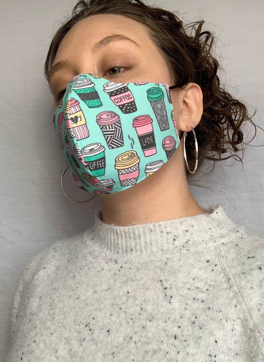 To Go Coffee Mug - 3-layer MASKS THAT FIT - M, L - Washable Reusable ...