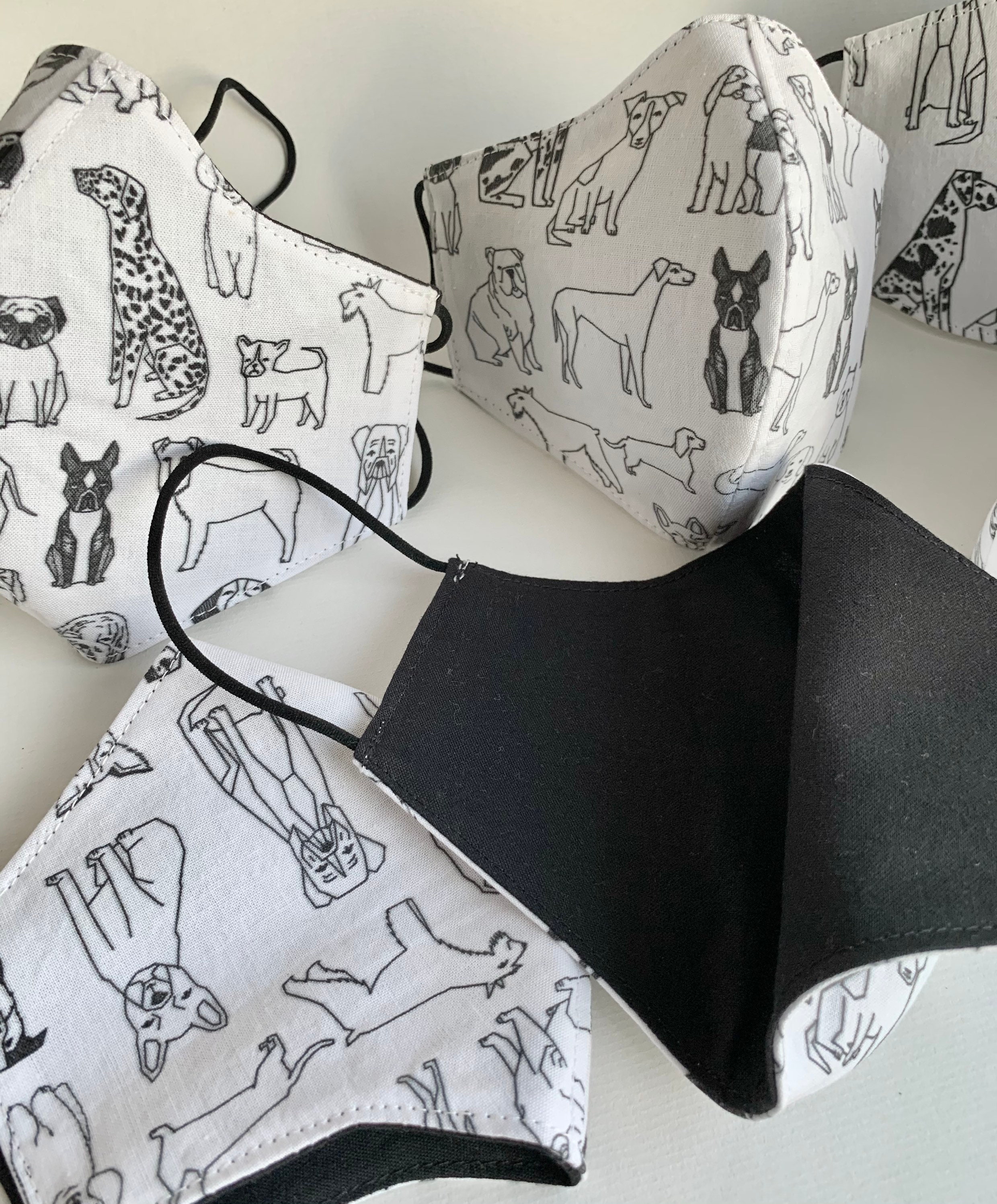 Black and White Pups - Dogs - MASKS THAT FIT - Adult - M, L - Washable ...