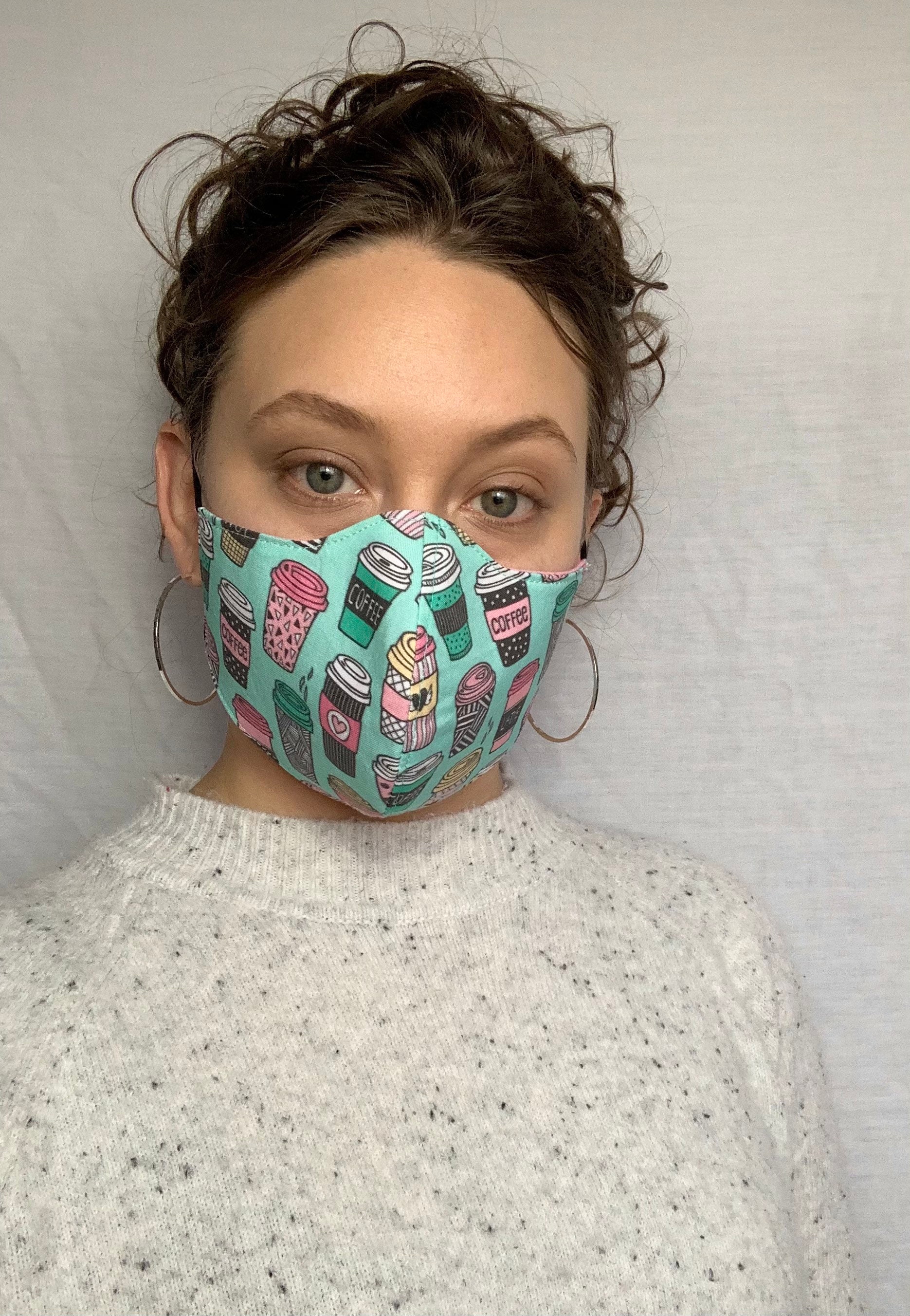 To Go Coffee Mug 3-layer MASKS THAT FIT M, L Washable Reusable ...