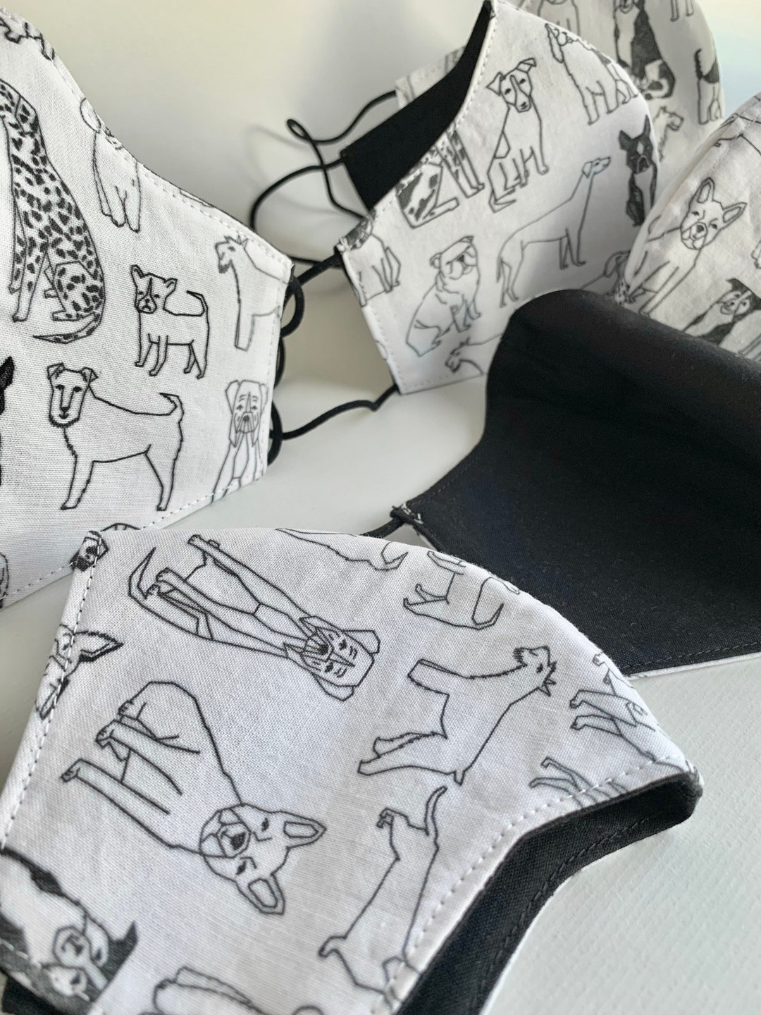 Black and White Pups - Dogs - MASKS THAT FIT - Adult - M, L - Washable ...