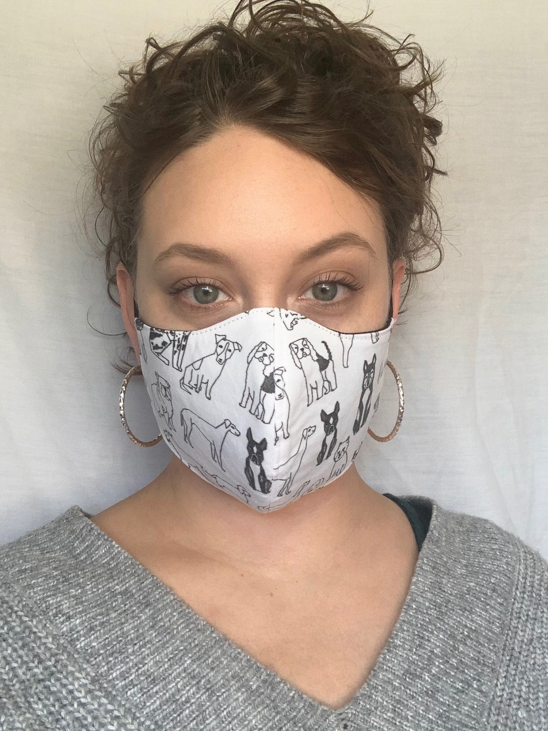 Black and White Pups - Dogs - MASKS THAT FIT - Adult - M, L - Washable ...