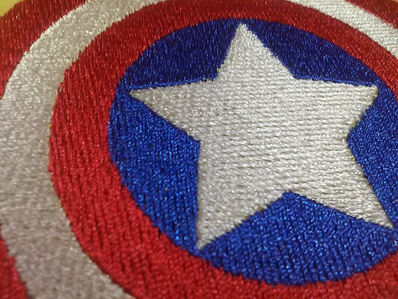 Captain America Shield Embroidery Pattern 99mm by 99mm - Fits a 4" by 4 ...