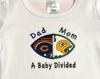 House Divided Baby Embroidered Football Bodysuit Shirt Burp - Etsy