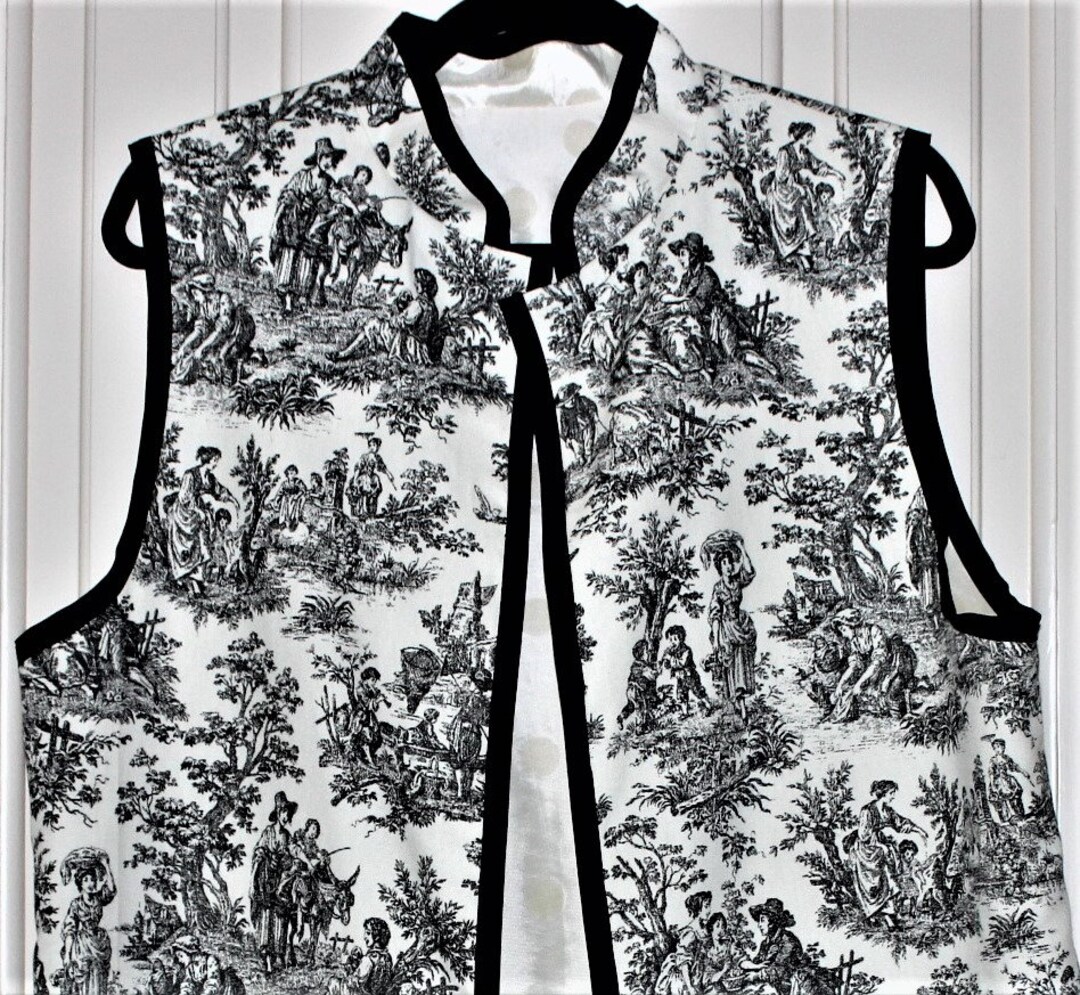Toile Vest in Black and White Trimmed in Black. Unique Piece, Great for ...