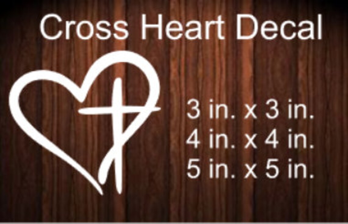 Cross Heart Car Decal | Etsy