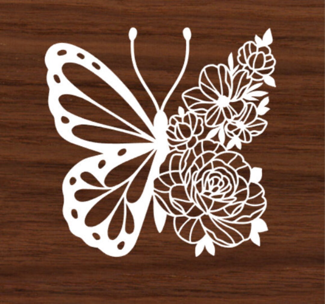 Flower Butterfly Car Decal, Laptop Decal, Vinyl Decal, Butterfly ...