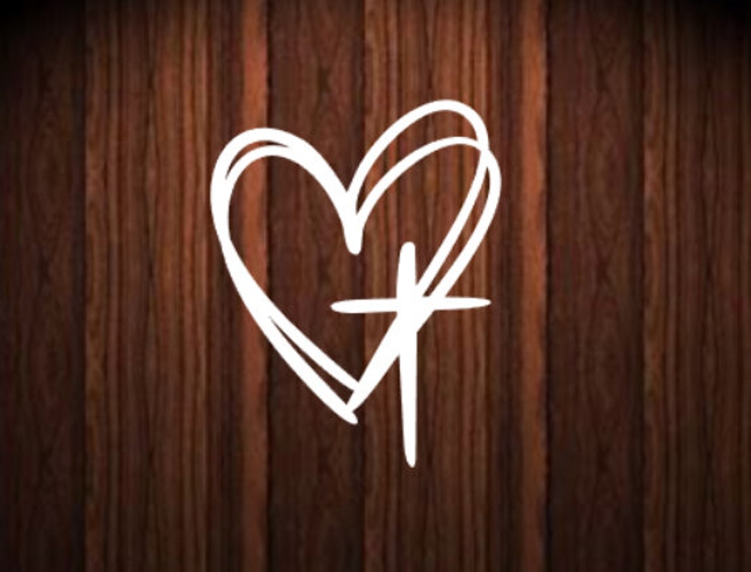 Heart Cross Car Decal, Christian Decal - Etsy
