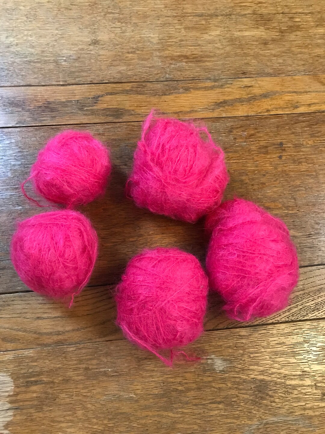 Vintage Rosy Pink Mohair Yarn 5 Skeins/ Balls - Etsy
