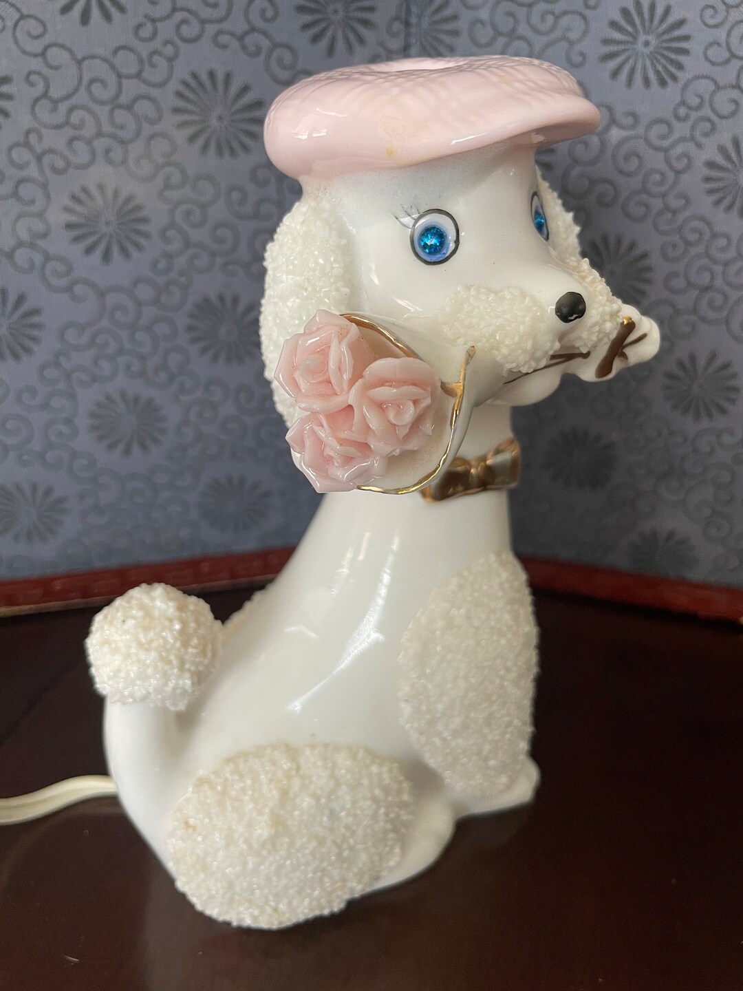 1950s Sitting Porcelain Poodle Nightlight/lamp Wearing Light Diffuser ...