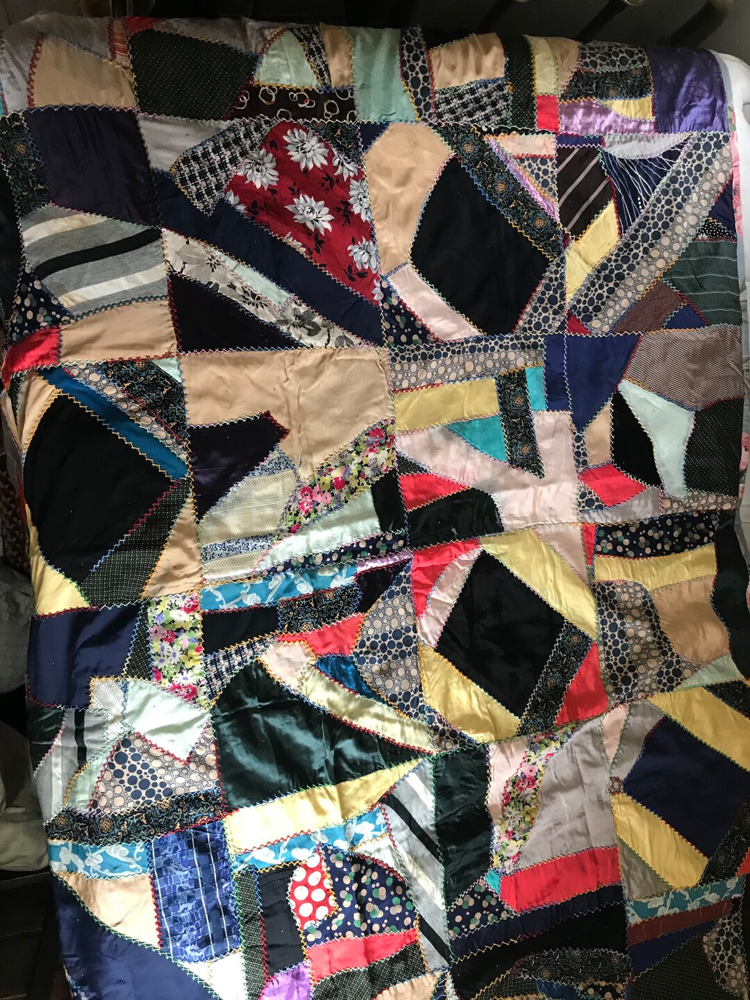 Vintage Patchwork Silky Crazy Quilt Art Deco and MCM Fabrics - Etsy