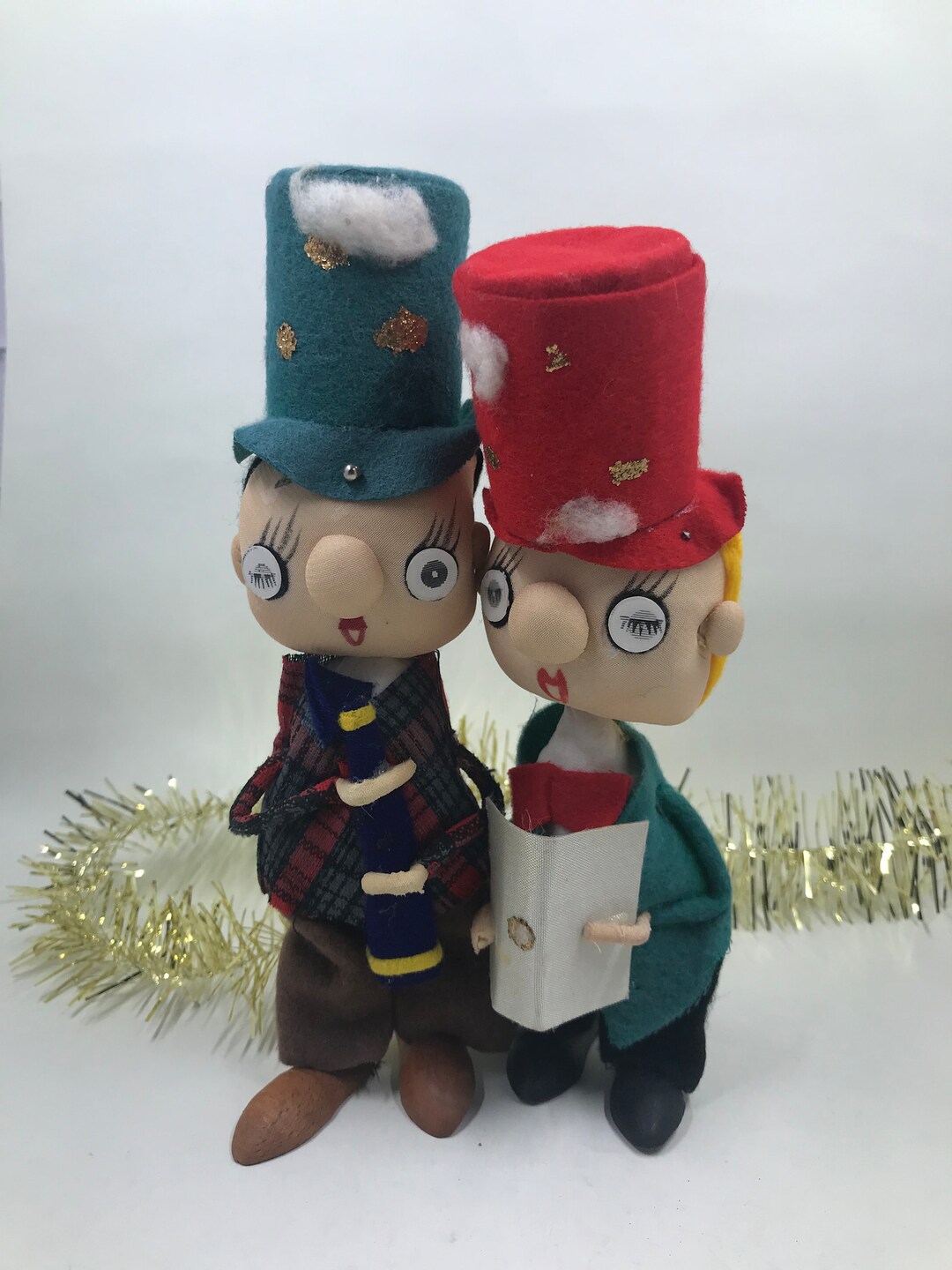Two NOEL Japan Felt Carolers With Top Hats - Etsy