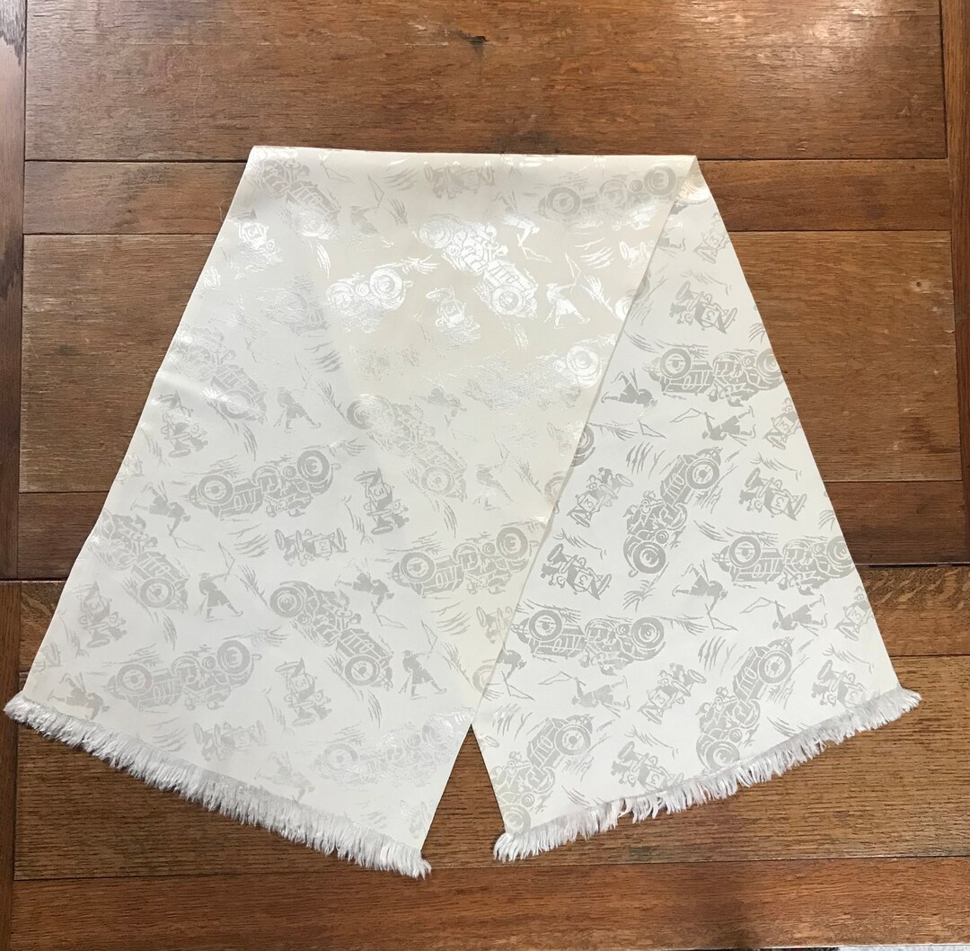Elegant Art Deco 1930’s off White Jacquard Scarf Race Cars - Etsy