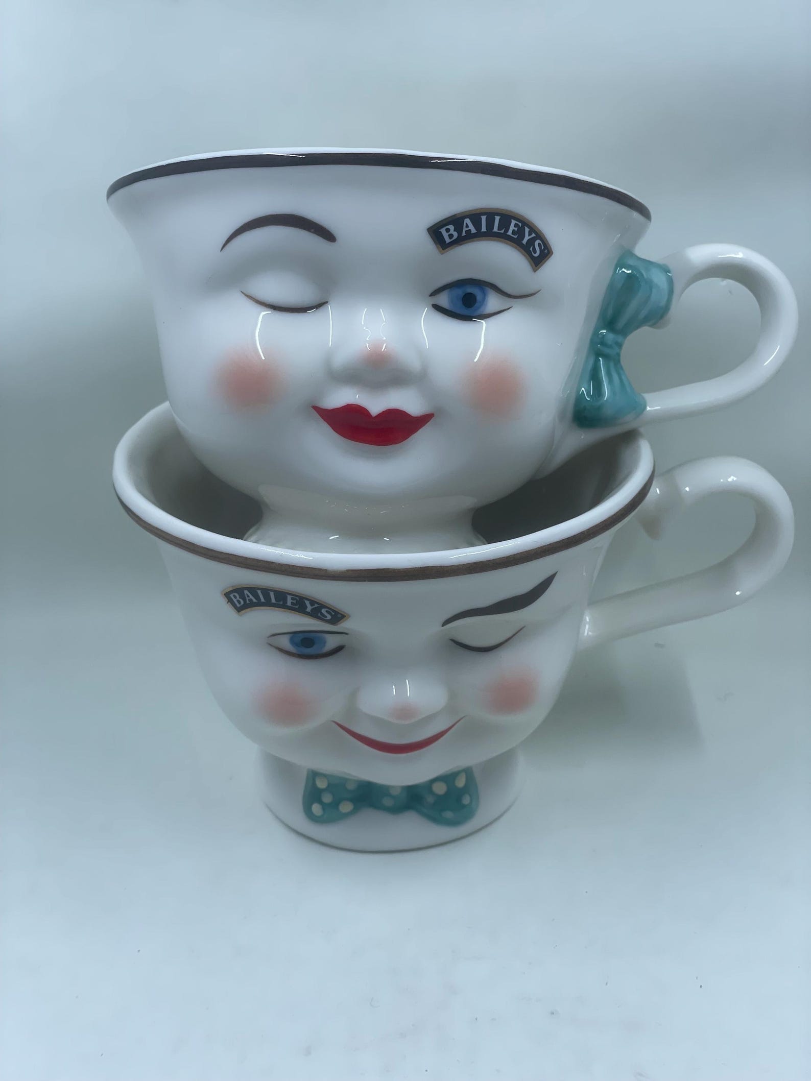 Vintage Baileys Yum Porcelain Cups Winking Faces 1998 Limited Edition ...