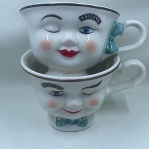 Vintage Baileys Yum Porcelain Cups Winking Faces 1998 Limited Edition ...