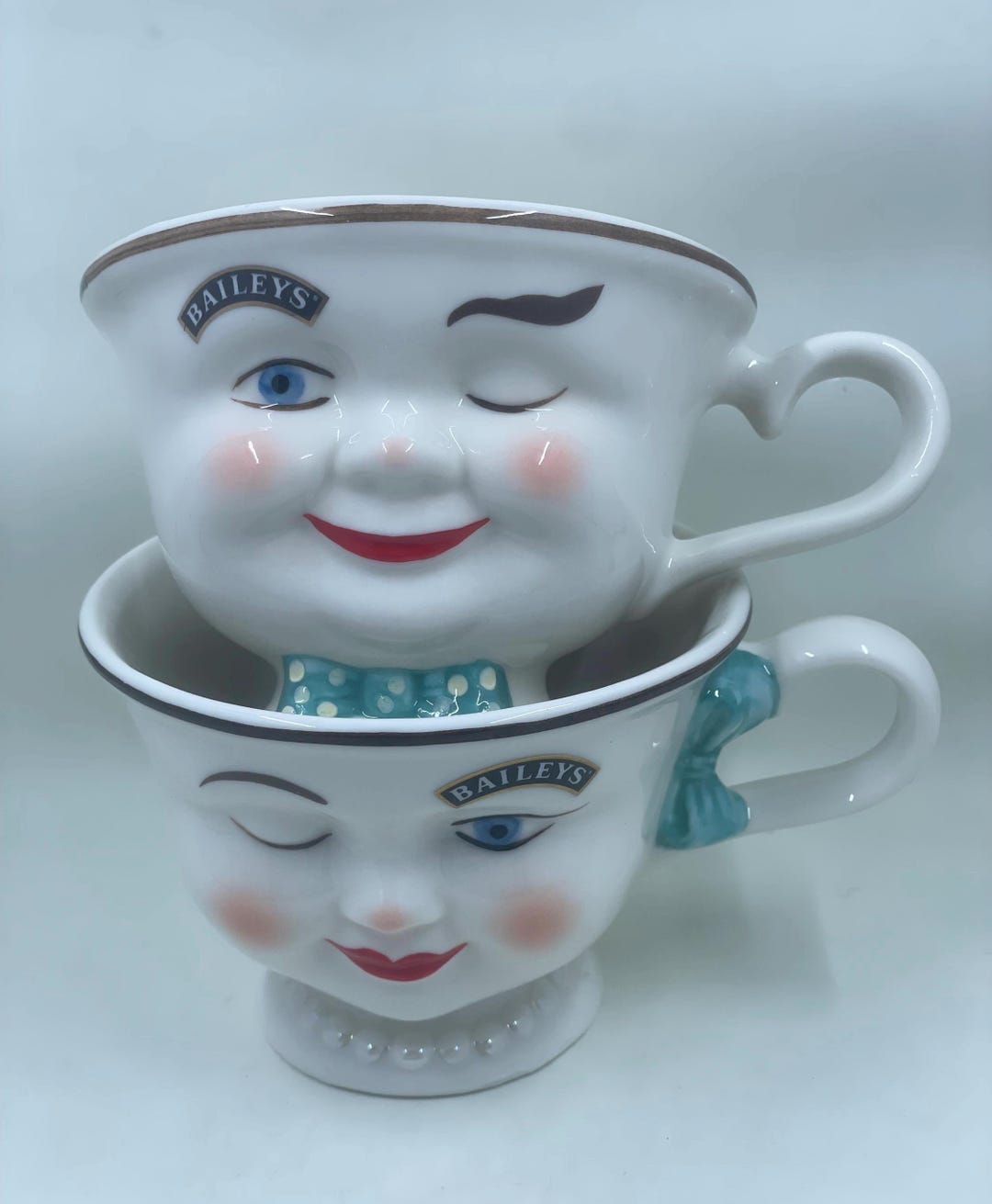 Vintage Baileys Yum Porcelain Cups Winking Faces 1998 Limited Edition ...