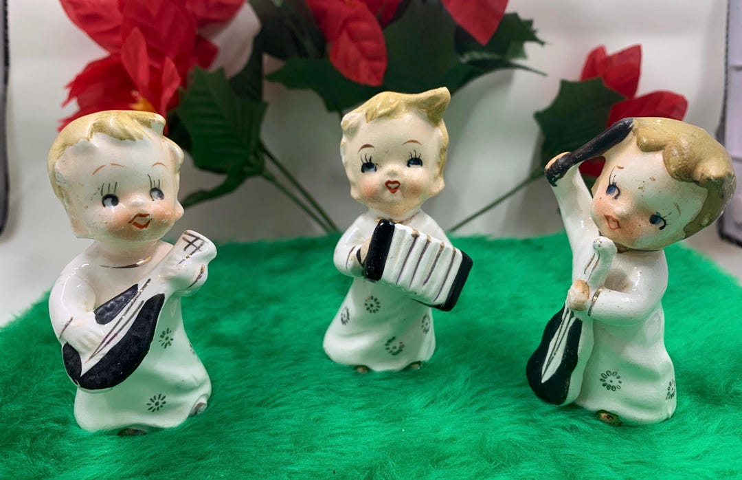 3 Vintage Ceramic Porcelain Baby Angel Musicians - Etsy