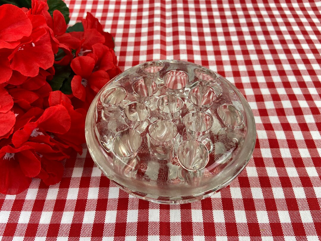 Large FLOWER FROG, Clear Glass Dome Shaped Flower Frog, Large 4-1/2 ...