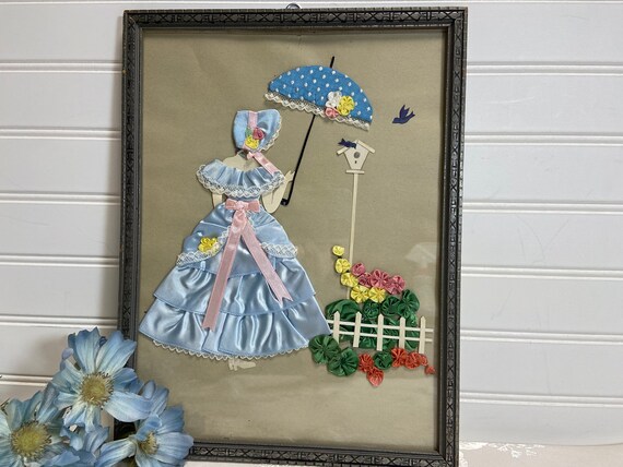 PAPER DOLL RIBBON Art Framed Baby Blue Satin Ribbon and - Etsy