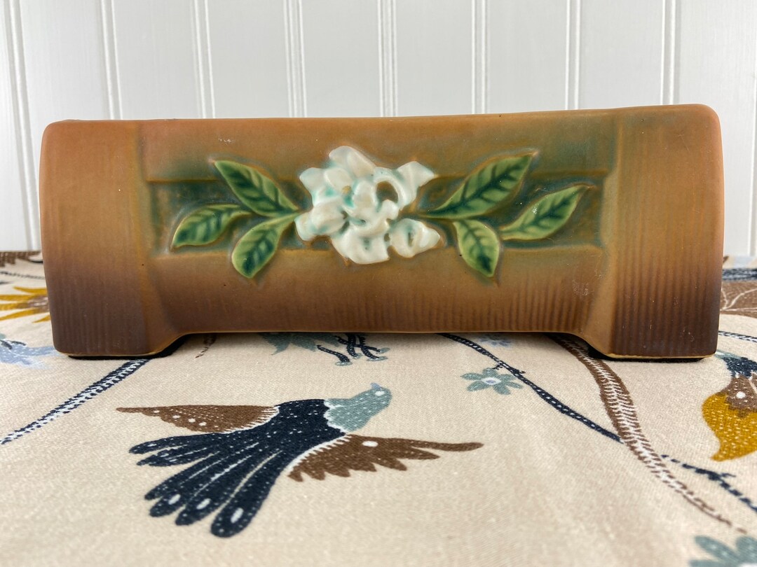 Roseville Gardenia Pattern Window Box Planter #658-8, Brown, Vintage ...