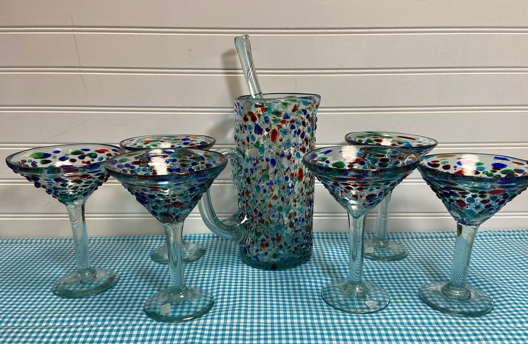 CONFETTI COCKTAIL SET, Pitcher, Stir Spoon & 6 Martini or Margarita ...