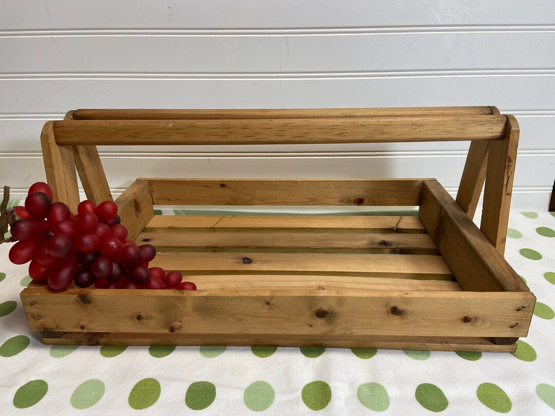 Slatted Wood TRAY With Folding HANDLES for Kitchen, Garden, Tools ...