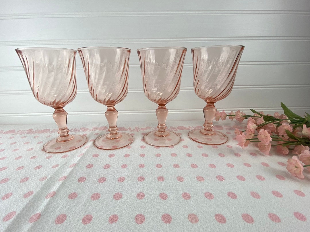 Vintage Luminarc Rosaline Swirl Wine Glasses - Pale Pink Set of 4 - Etsy