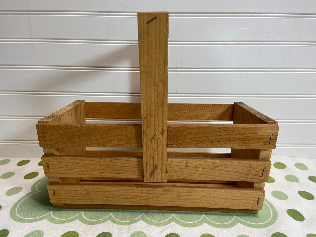Slatted Wood TRUG or HARVEST BASKET, Tool Caddy or Box With Handle ...
