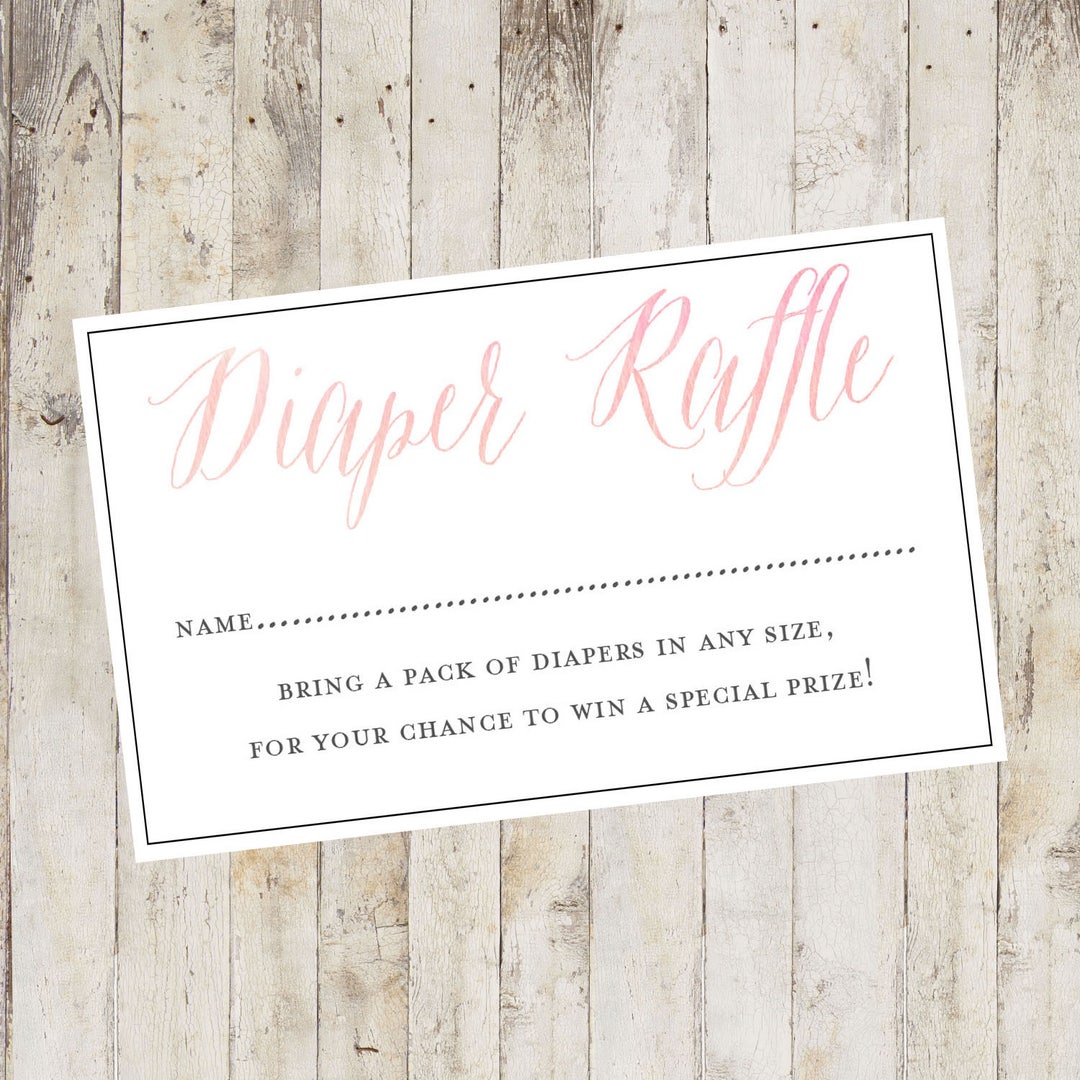 Baby Shower Printable, Baby Shower Diaper Raffle Card, Diaper Raffle ...