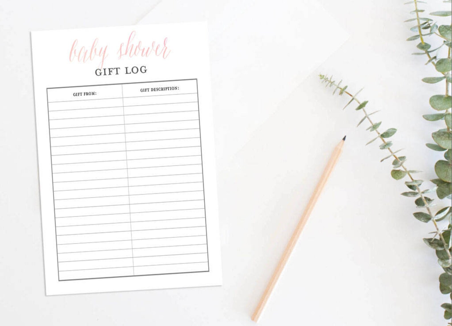 Baby Shower Gift Log Baby Gift Tracker Baby Shower Gift - Etsy