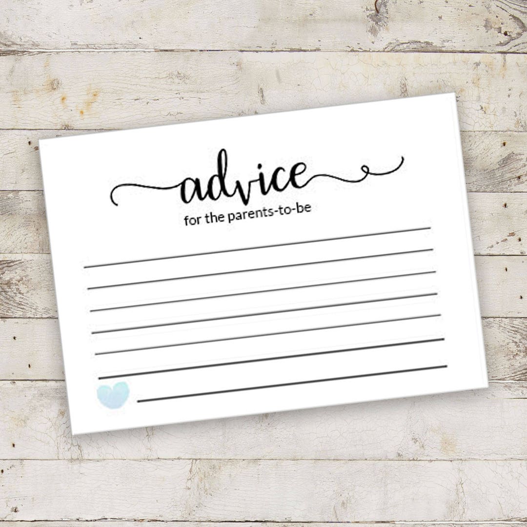 Advice Card, Baby Shower Games, Baby Advice for Mom or Parents to Be ...
