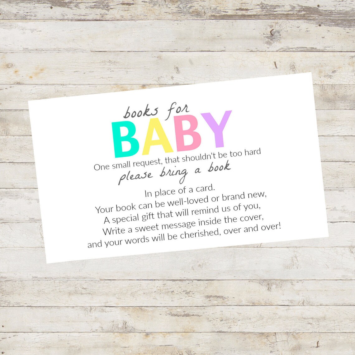Baby Shower Printable, Baby Shower Bring a Book Card, Bring a Book ...