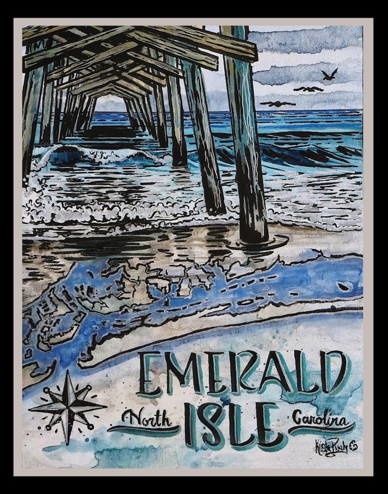 Emerald Isle Illustrated Map Giclee Watercolor and Ink Print - Etsy