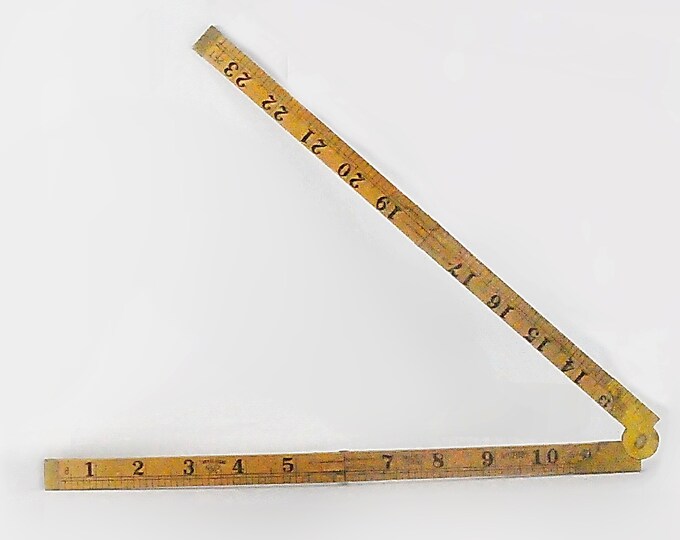 Vintage Wooden Folding Hinged Ruler Wood Brass Two Axe Brand Carpentry ...