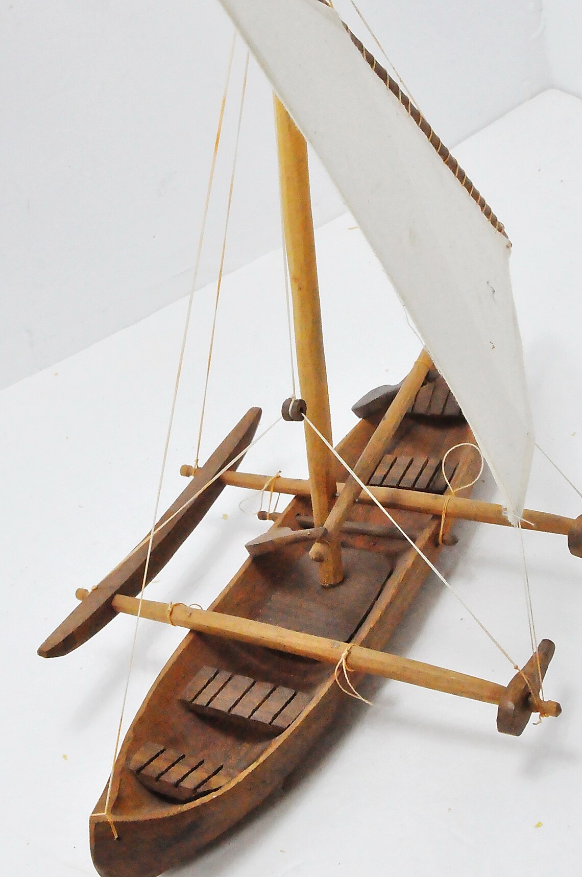 Miniature Outrigger Canoe Sail Boat South Pacific Indigenous | Etsy
