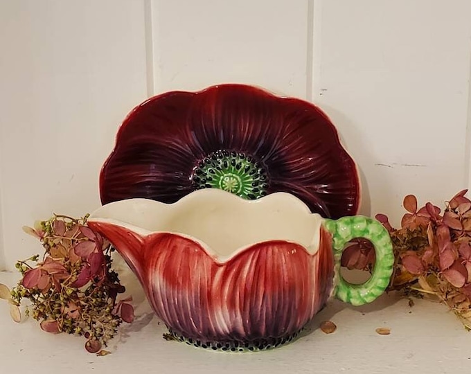 Shorter and Sons Anemone Pottery Pitcher and Tray, Made in England ...