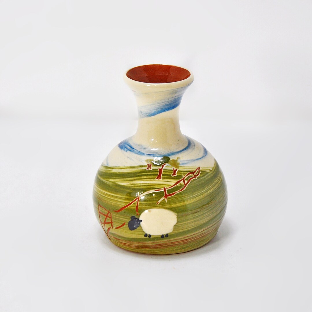 Caroline Smith Abbot Pottery Vase With Sheep Devon England - Etsy