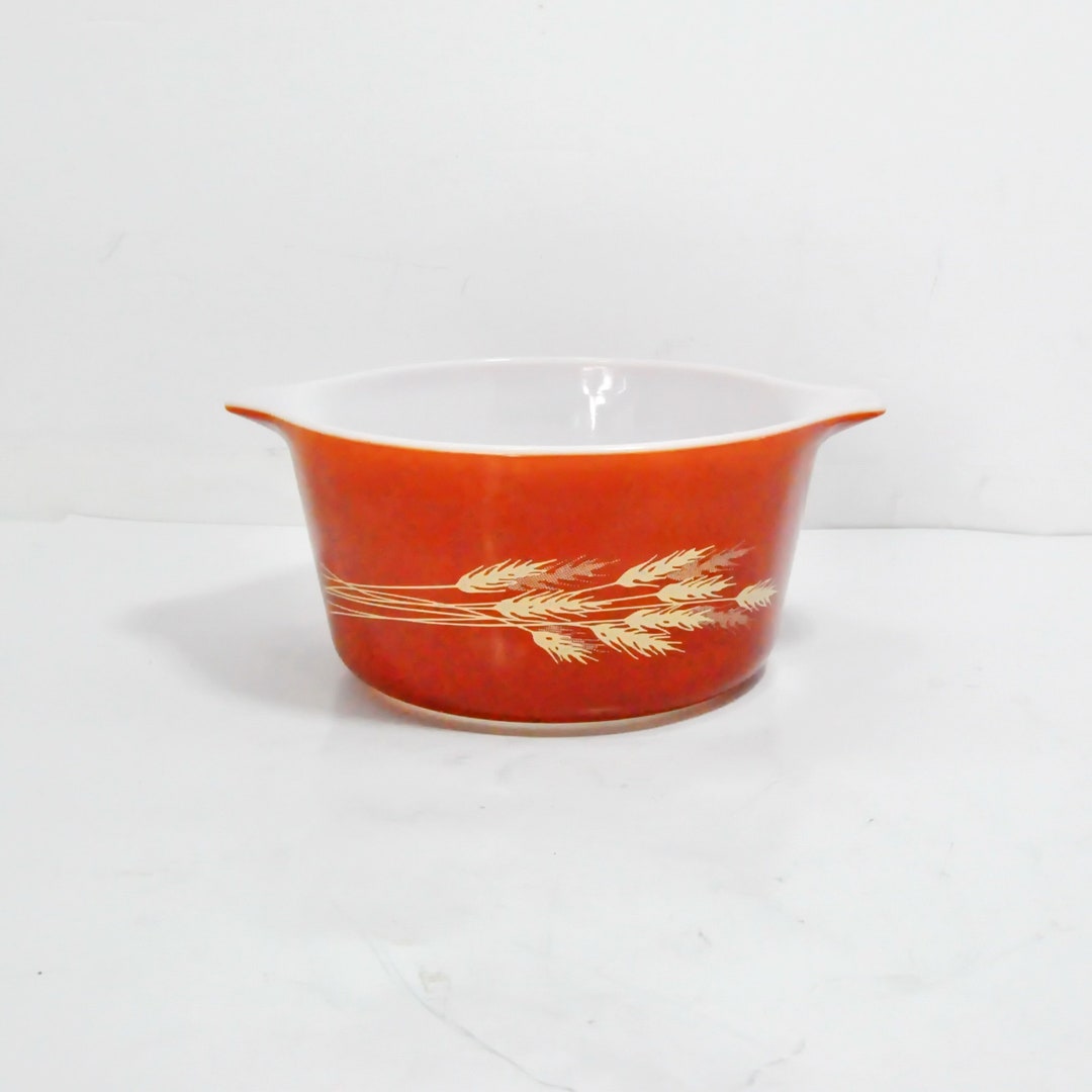 Pyrex Red Orange Wheat Casserole Dish, Made in Corning New York USA ...
