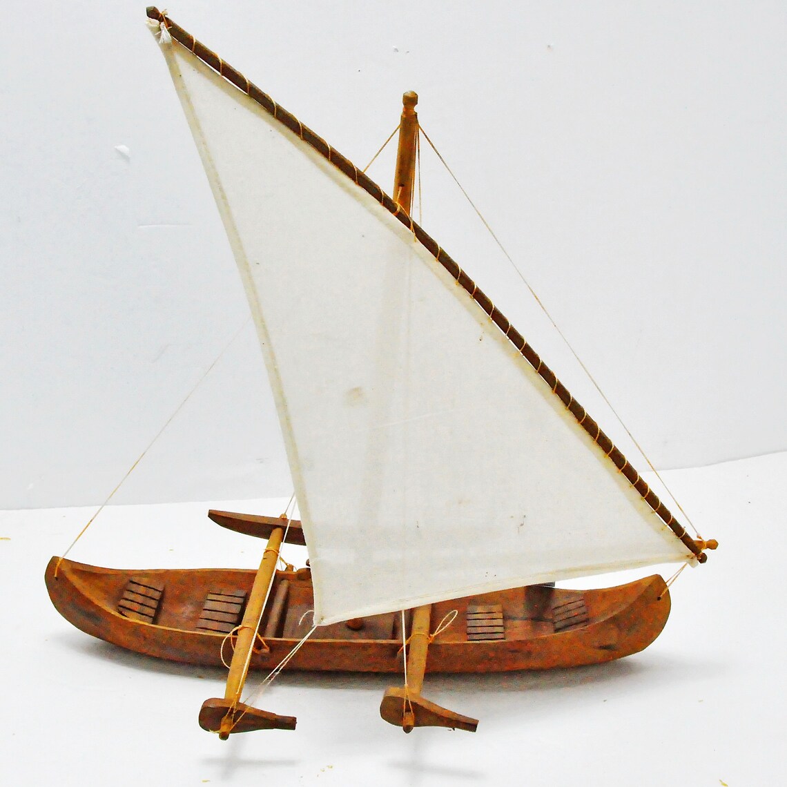 Miniature Outrigger Canoe Sail Boat South Pacific Indigenous | Etsy