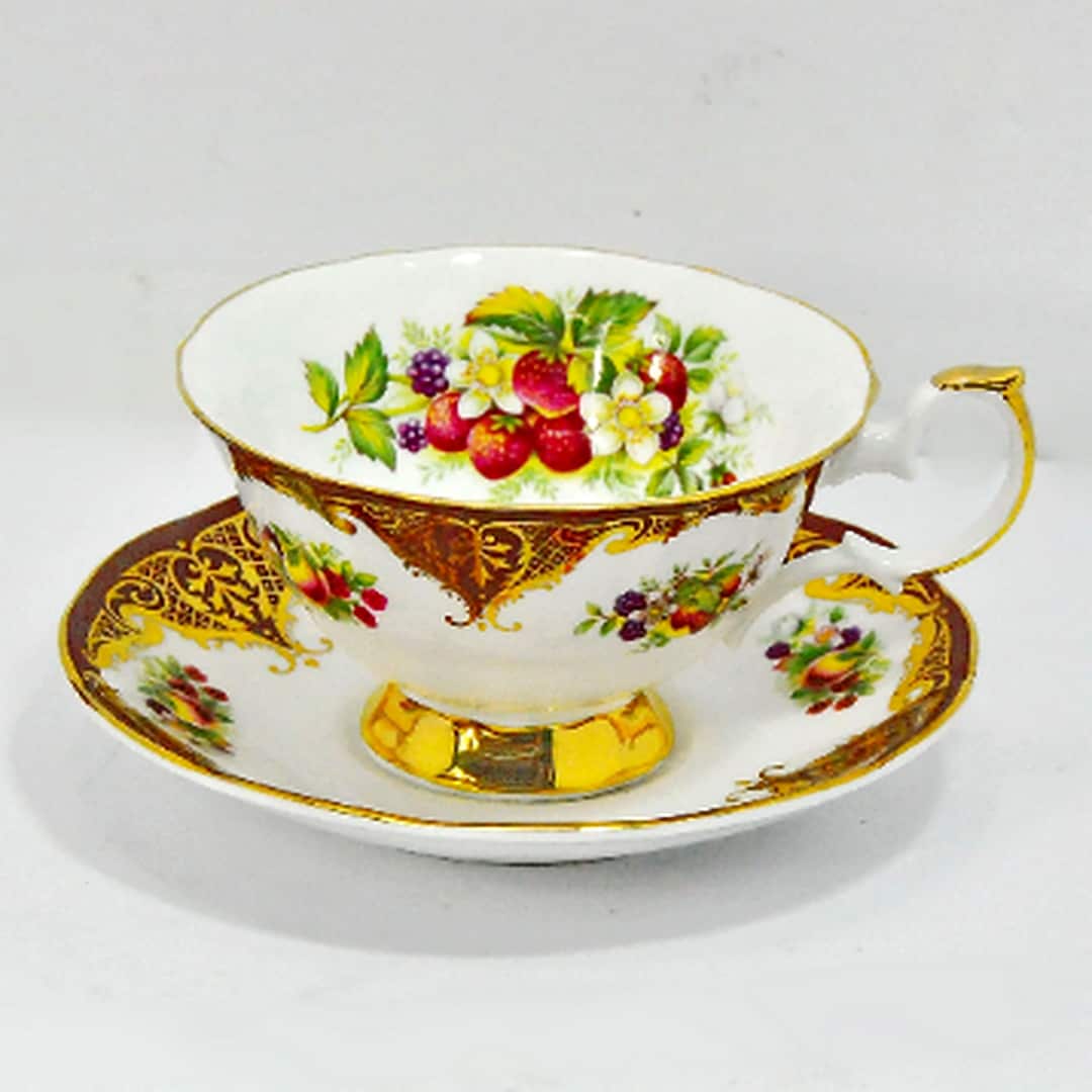 Staffordshire Elizabethan Fruit Tea Cup Saucer, Made in England, Gift ...
