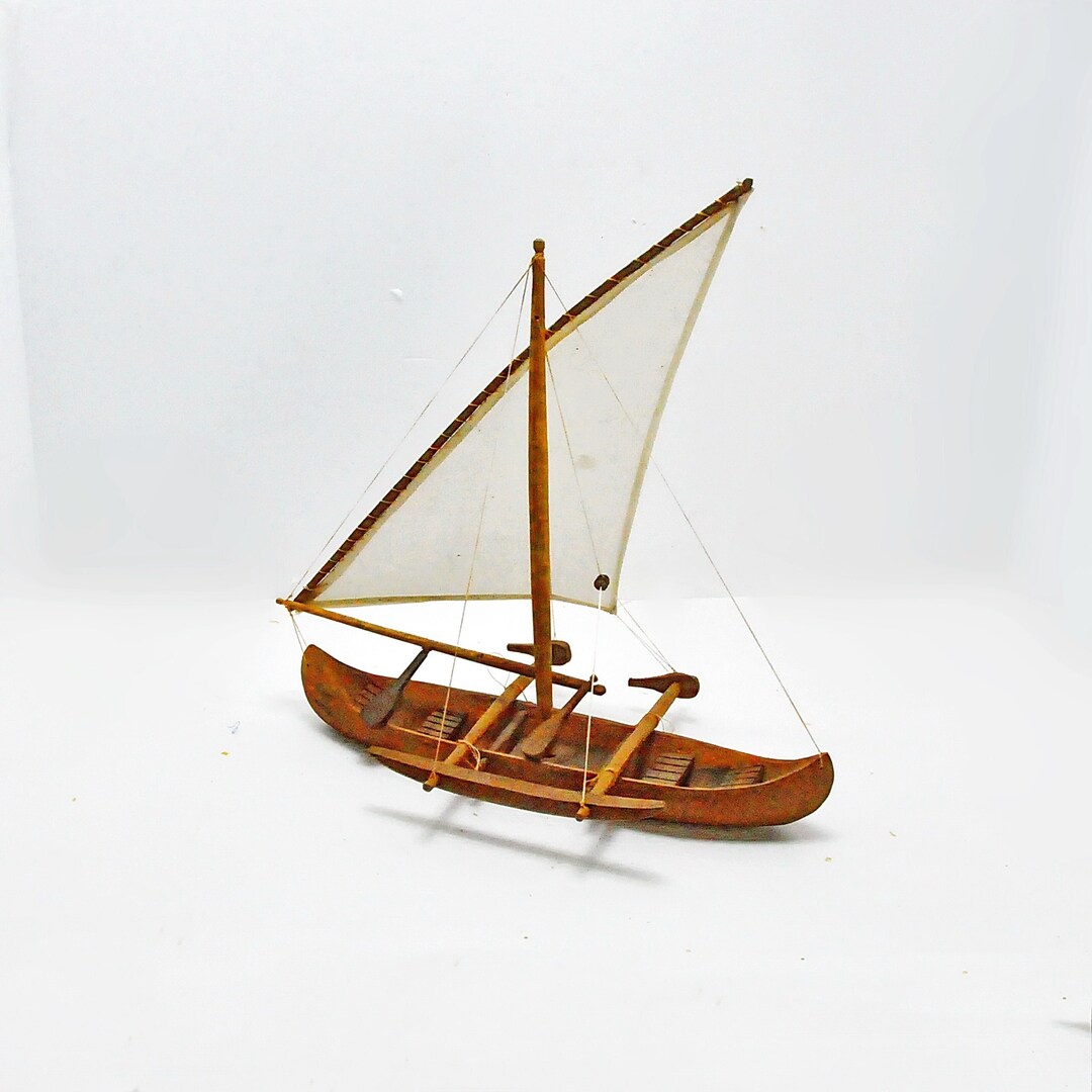 Miniature Outrigger Canoe Sail Boat South Pacific Indigenous - Etsy