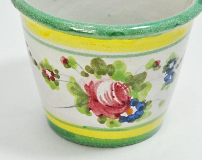 Vanro Italy Planter or Pot With Hand Painted Flowers, Signed M 224 - Etsy