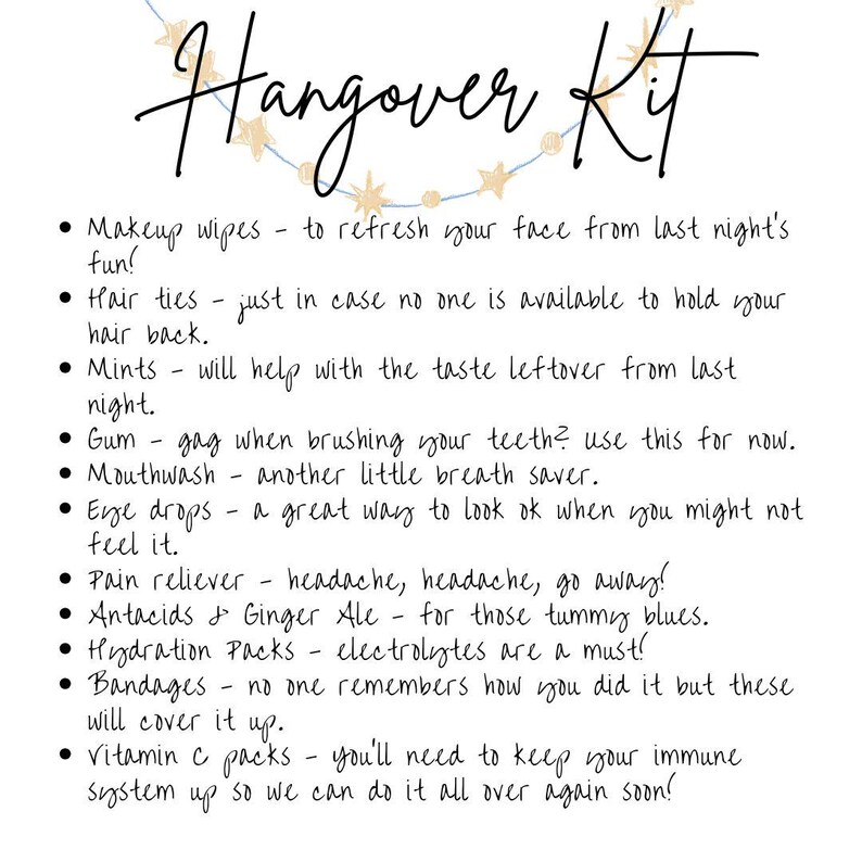Hangover Kit Digital Download - Etsy