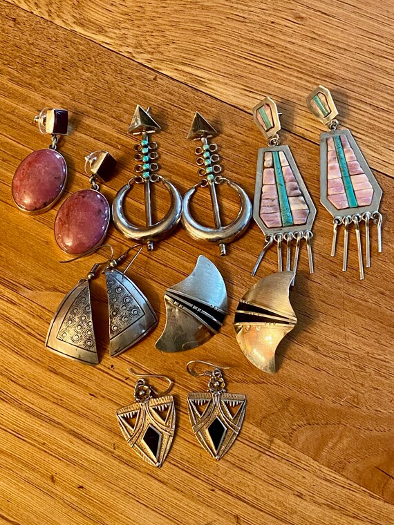 Six Pair Native American Navajo Sterling Silver Pierc… - Gem