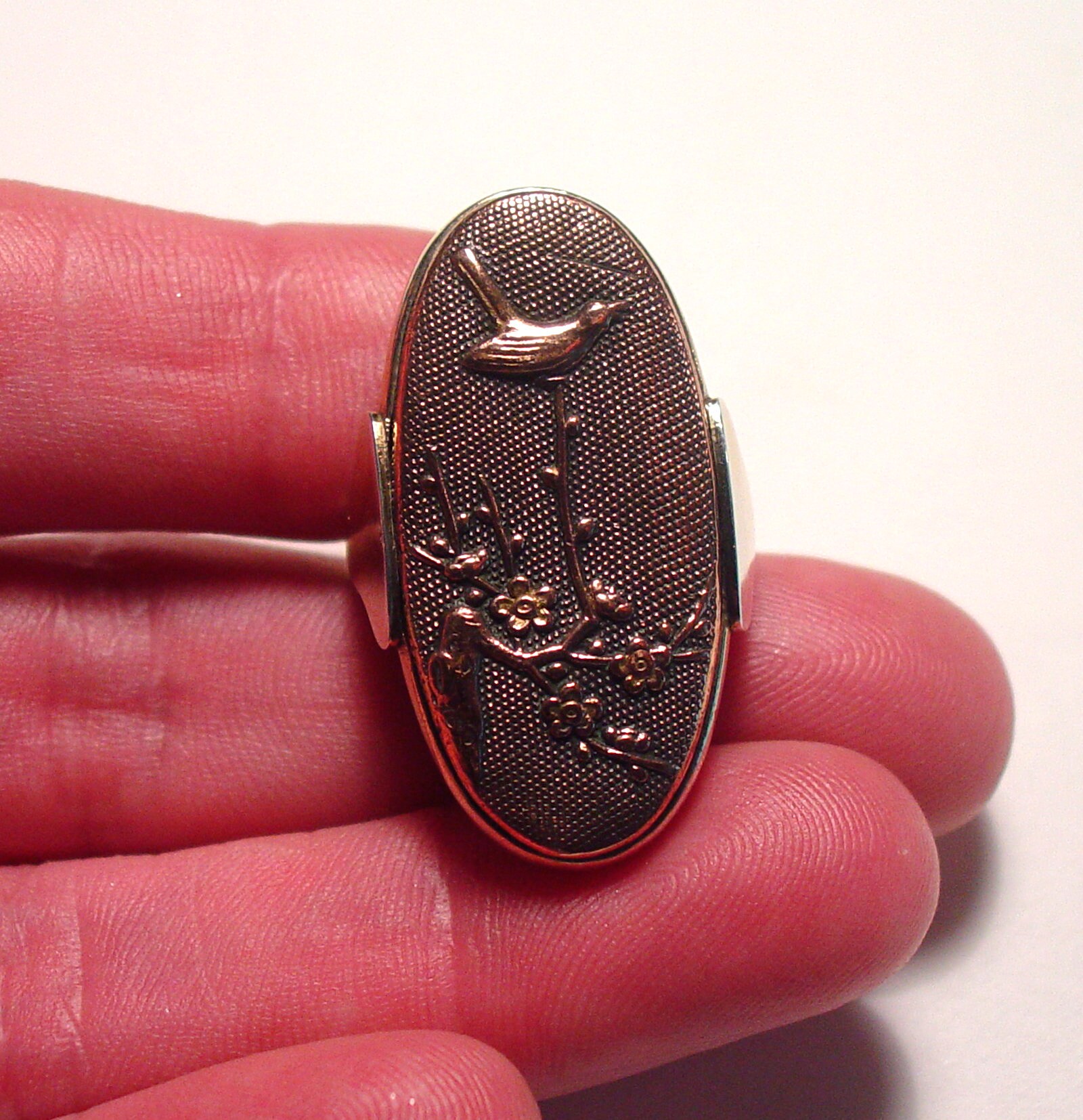 Large Antique Japanese SHAKUDO Mixed Metals Bird and Cherry - Etsy