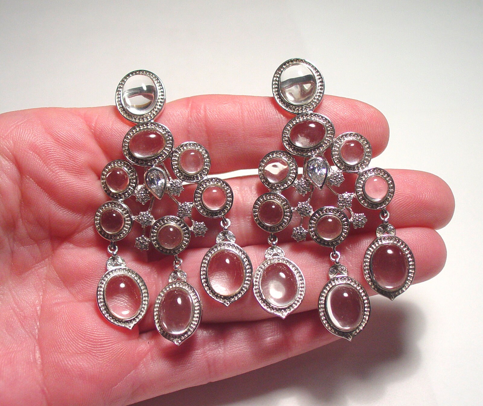 Large Sterling Silver Rock Crystal Pierced GIRANDOLE - Etsy