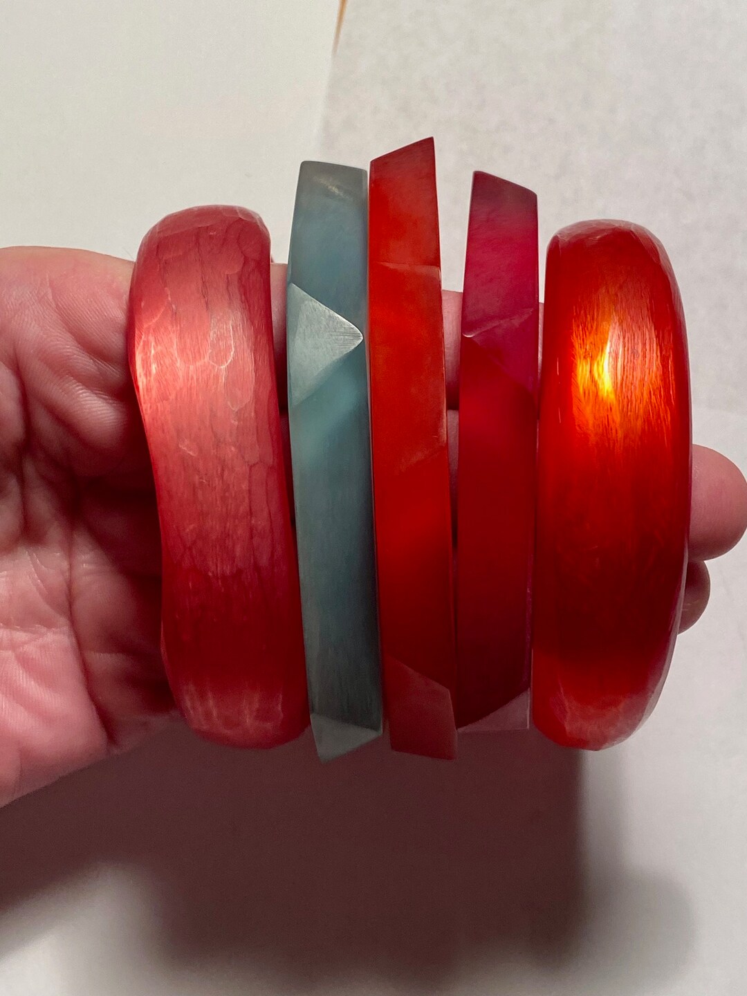 CARA CRONINGER Five Asymmetrical Carved Resin Bangle BRACELETS - Etsy