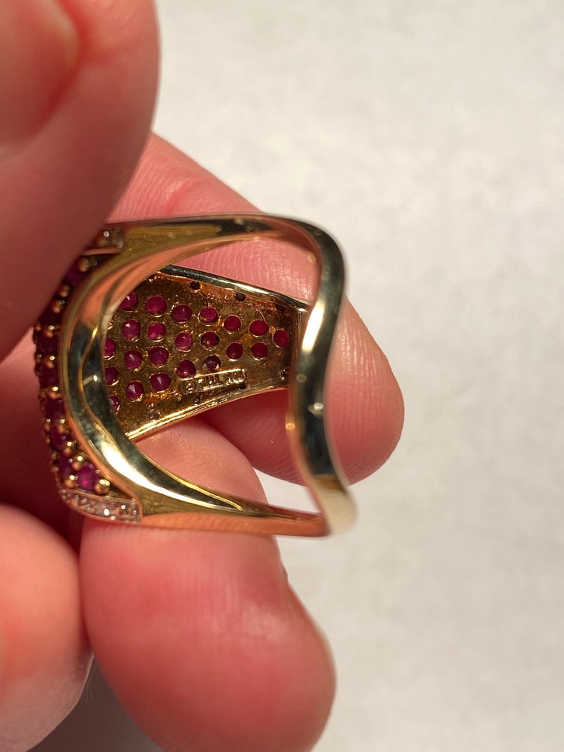 Vintage Modernist Samuel AARON 10K Yellow Gold Ruby and - Etsy